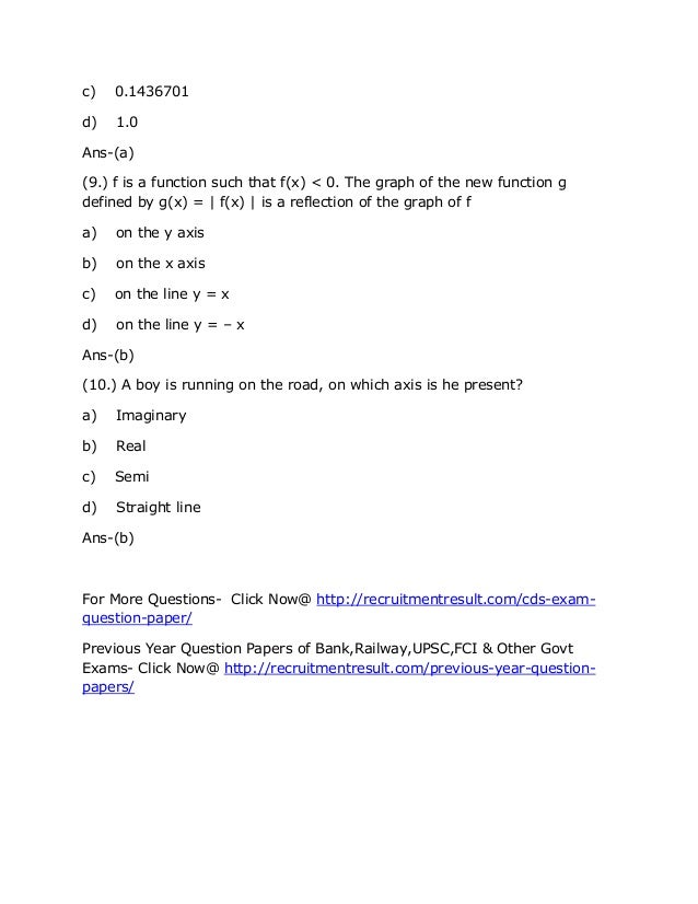 CDS Exam Old Papers With Answers of Previous Year Questions