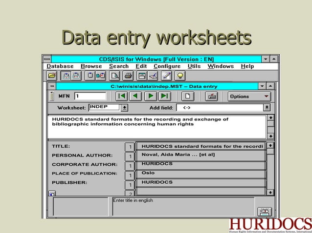Cds Isis Intro Huridocs | PPT
