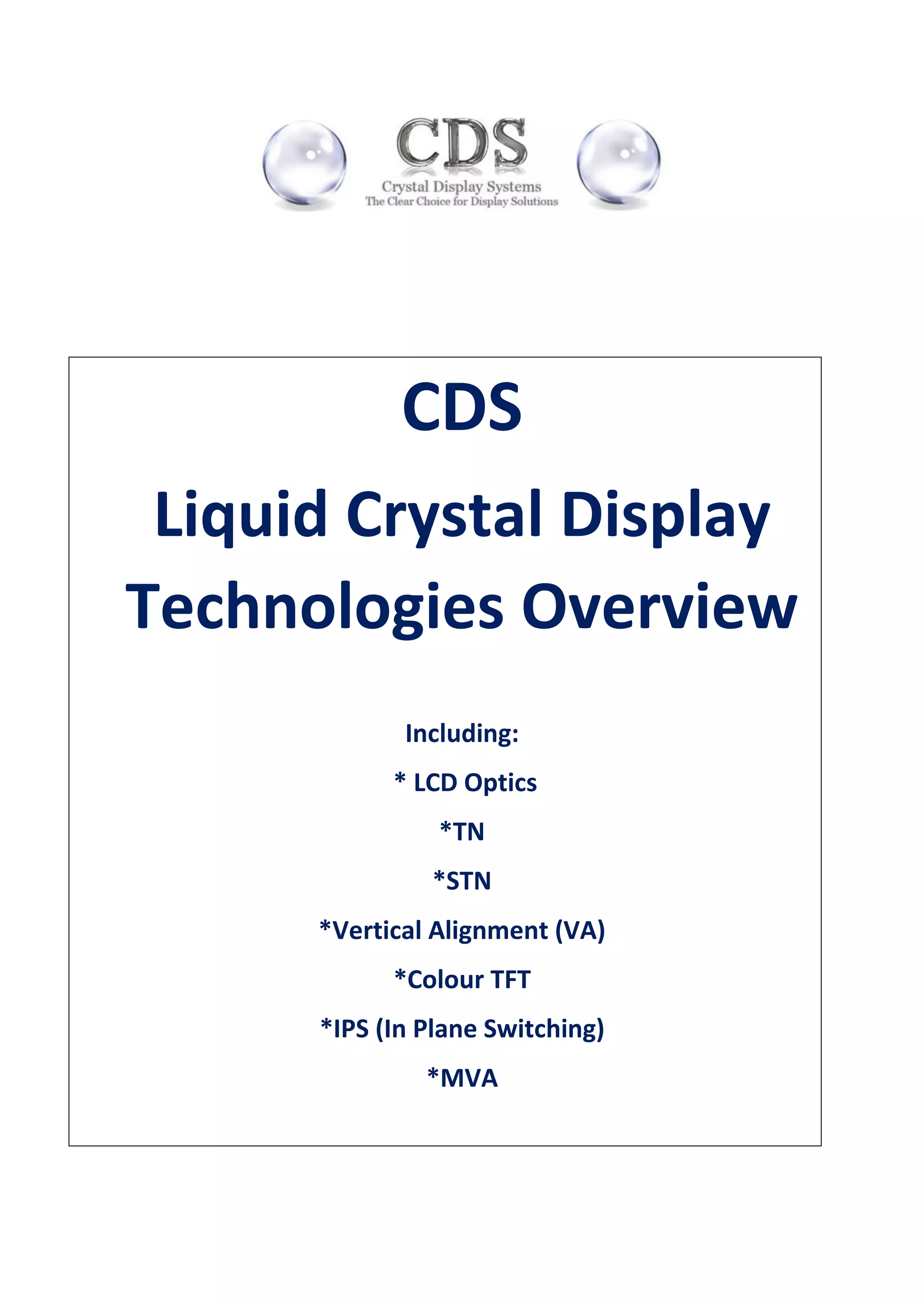 CDS Liquid Crystal Display Technologies Overview Whitepaper | PDF