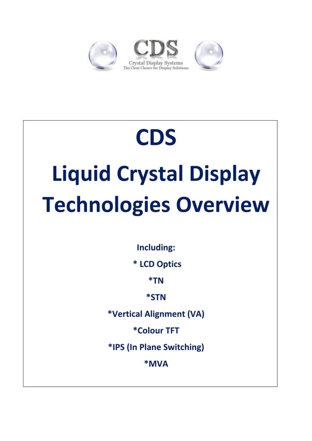 CDS Liquid Crystal Display Technologies Overview Whitepaper | PDF