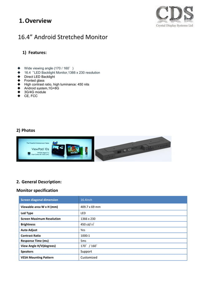 Cds 164 Inch Stretched Android Aio Display Pdf