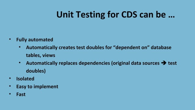 CDS Unit Testing | PPT | Databases | Computer Software and Applications