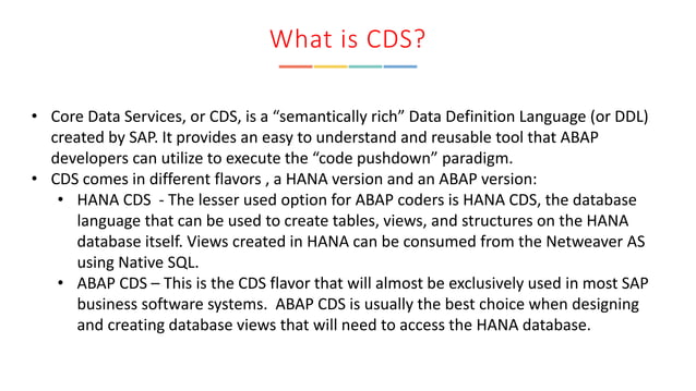 CDS Views.pptx | Databases | Computer Software and Applications