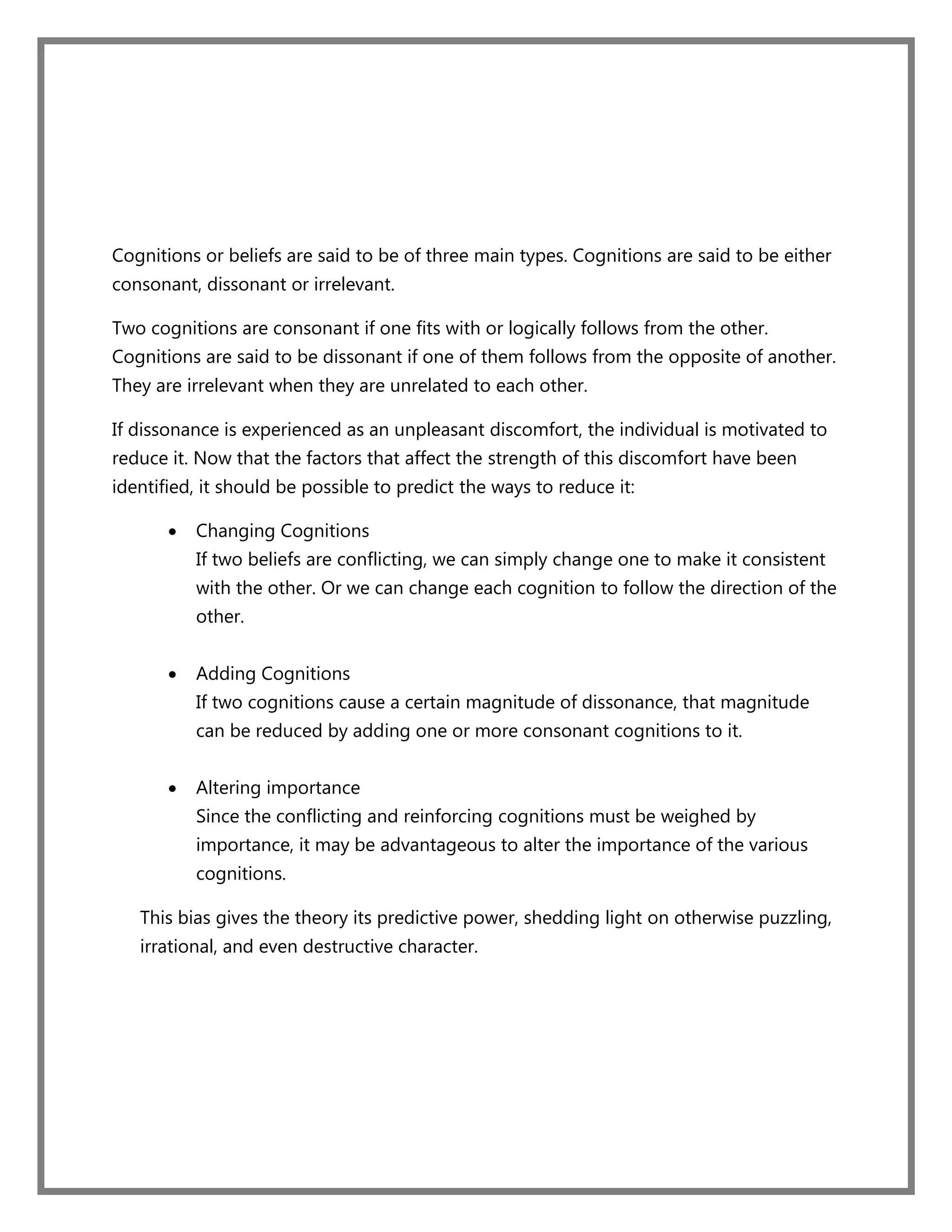 Cognitive Dissonance Theory | PDF