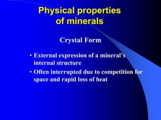 CDT 1 Mineral Properties discussion of minerals | PDF