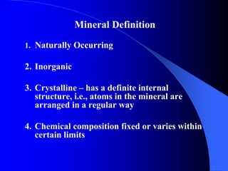CDT 1 Mineral Properties discussion of minerals | PDF