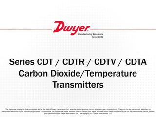 Series CDT / CDTR / CDTV / CDTA Carbon Dioxide/Temperature Transmitters | PPT