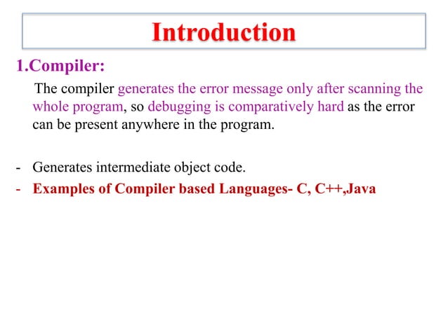 Introduction to compiler design and phases of compiler | PPT | Programming Languages | Computing