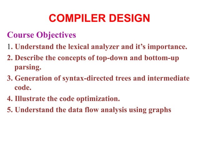 Introduction to compiler design and phases of compiler | PPT | Programming Languages | Computing