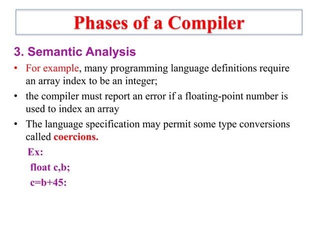 Introduction to compiler design and phases of compiler | PPT | Programming Languages | Computing