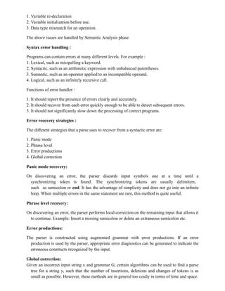 SYNTAX ANALYSIS, PARSING, BACKTRACKING IN COMPILER DESIGN | PDF