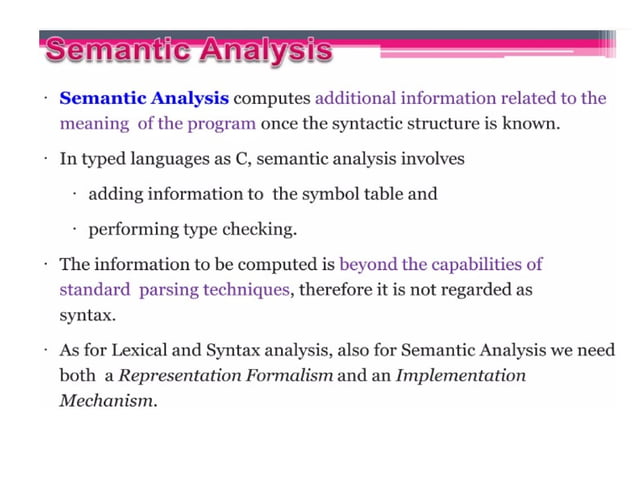 Compiler Deisgn-semantic analysis of Compiler Design | PPTX