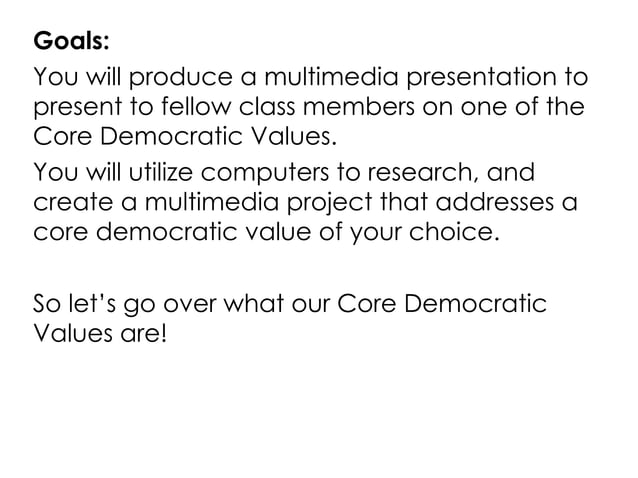8th grade Core Democratic Values Project | PPT