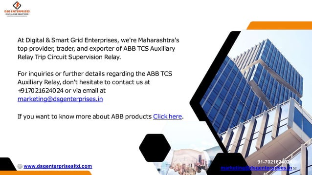 ABB TCS Auxiliary Relay for Reliable Trip Circuit Supervision | PPTX