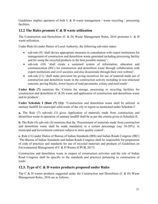 A Documentation on Construction and Demolition waste | PDF