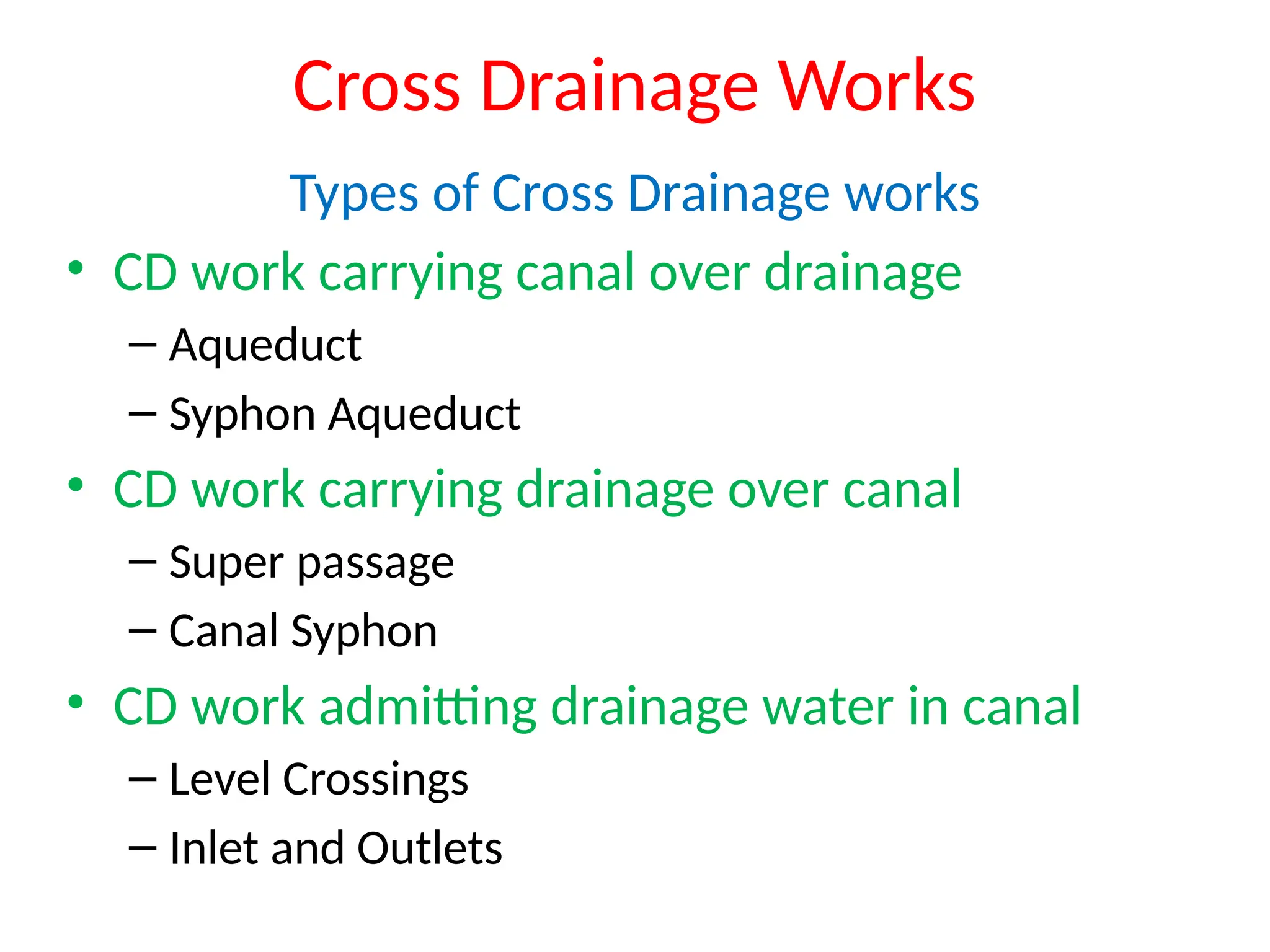 PPT on Types of Cross Drainge works in canal | PPTX