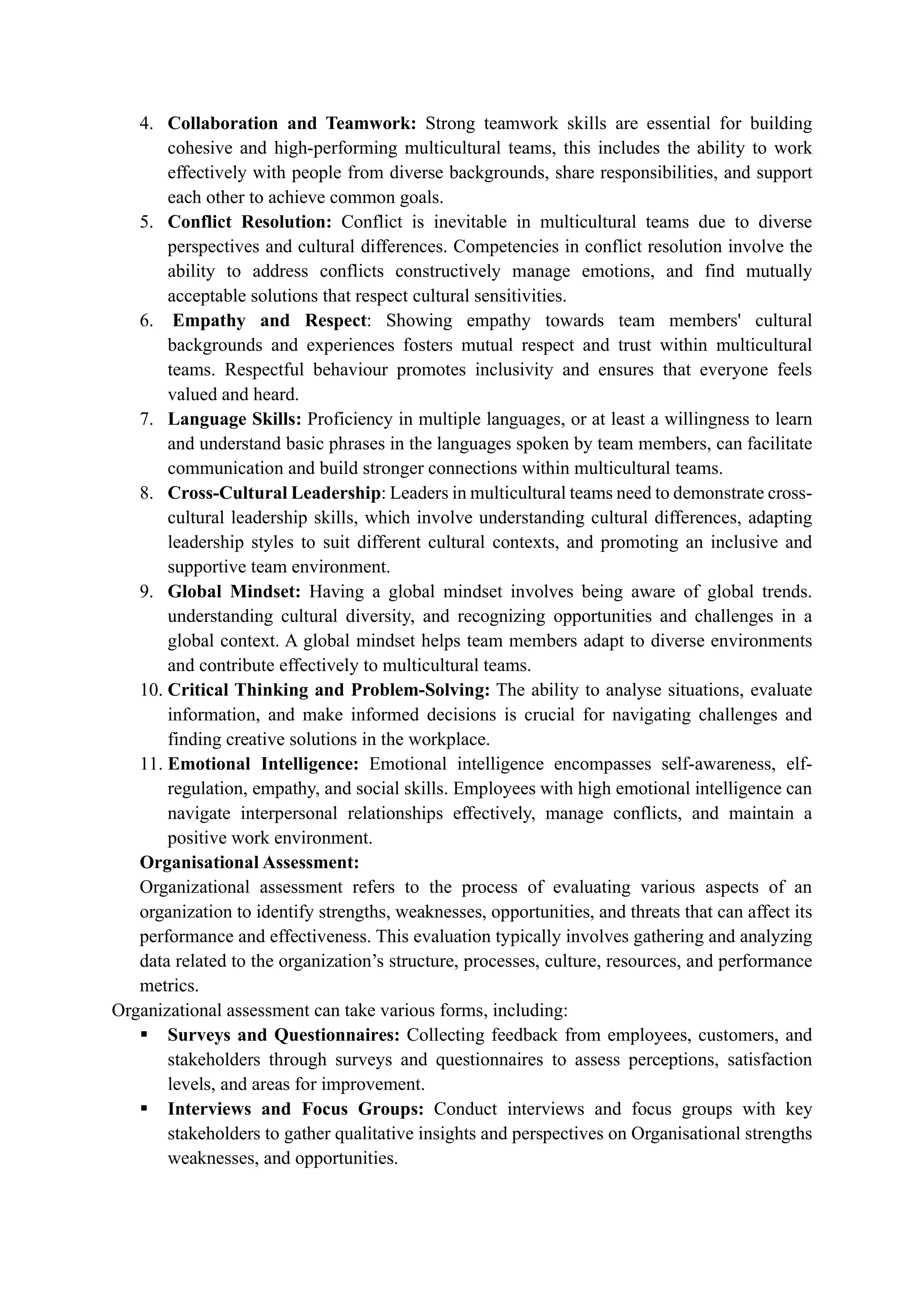 unit 4 Skills and Competencies on Cultural Diversity at Workplace | PDF