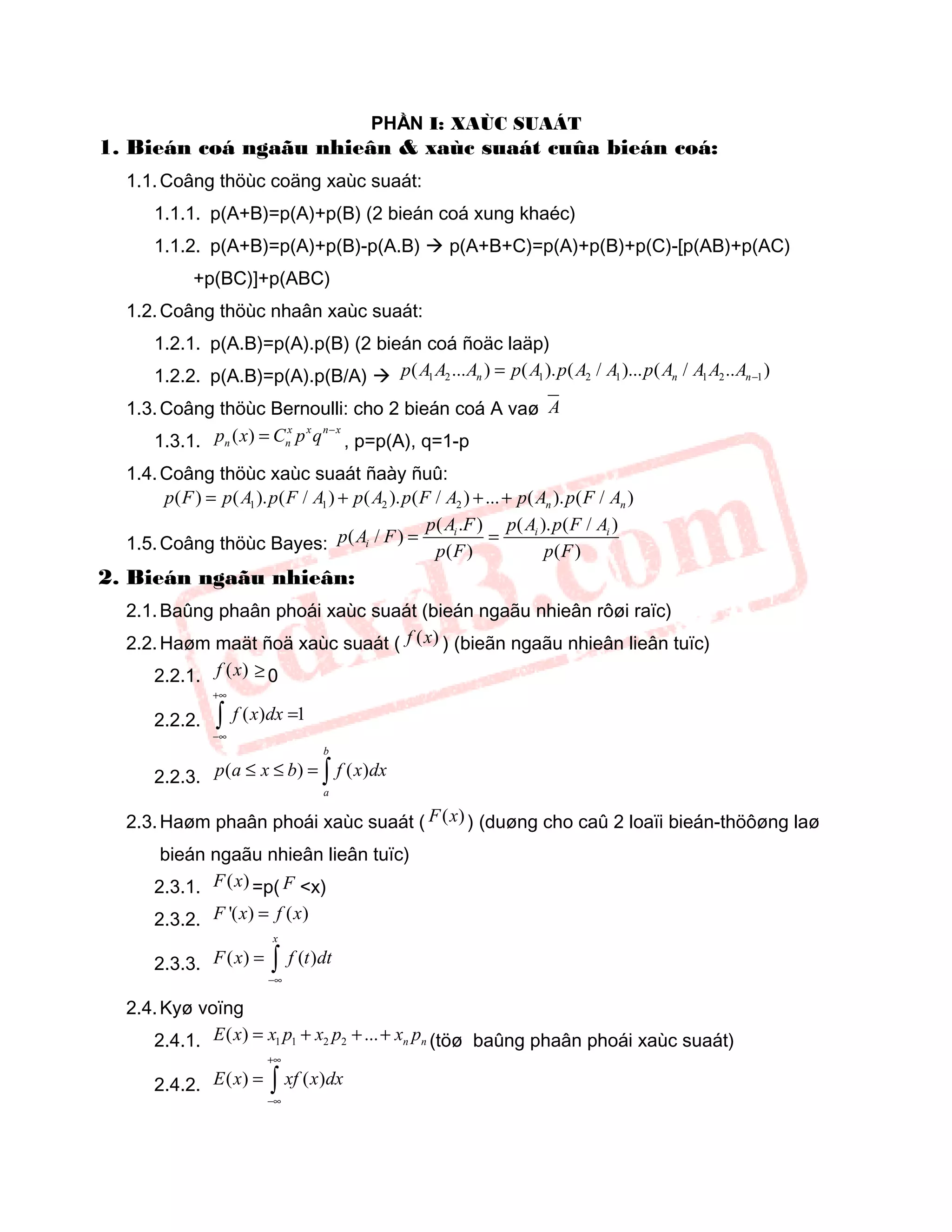 [Cdxd3.com] cong thuc xstk | PDF