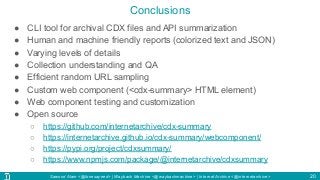 CDX Summary: Web Archival Collection Insights | PPT