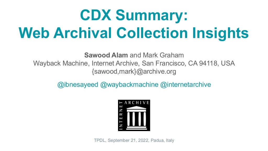 CDX Summary: Web Archival Collection Insights | PDF