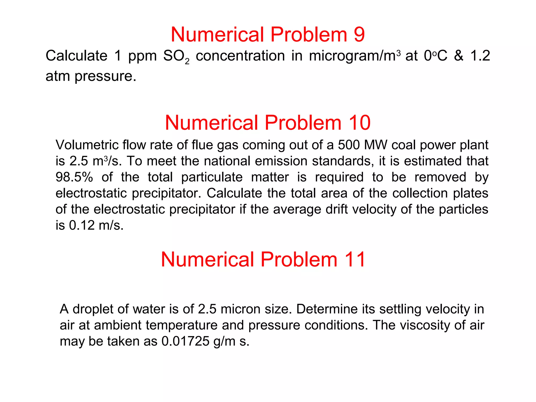 Ce 105 12 air pollution - numerical problems | PPT