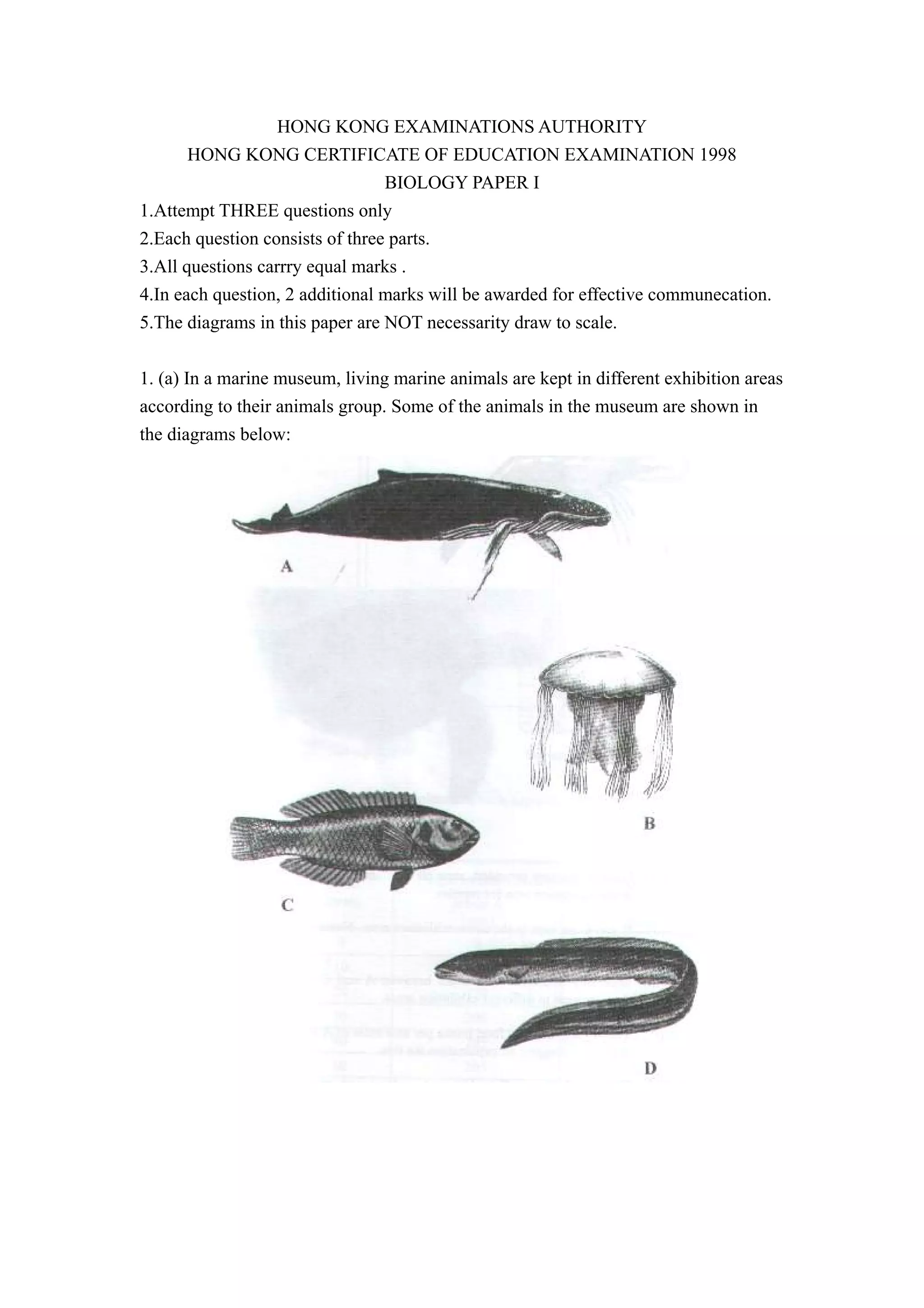 Ce Biology 1998 Paper1(E) | PDF