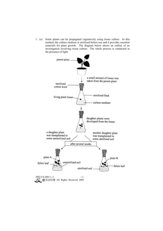 Ce Biology 2002 Paper1(E) | PDF | Diabetes | Diseases and Conditions