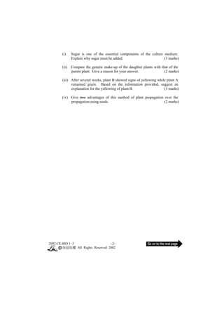 Ce Biology 2002 Paper1(E) | PDF | Diabetes | Diseases and Conditions
