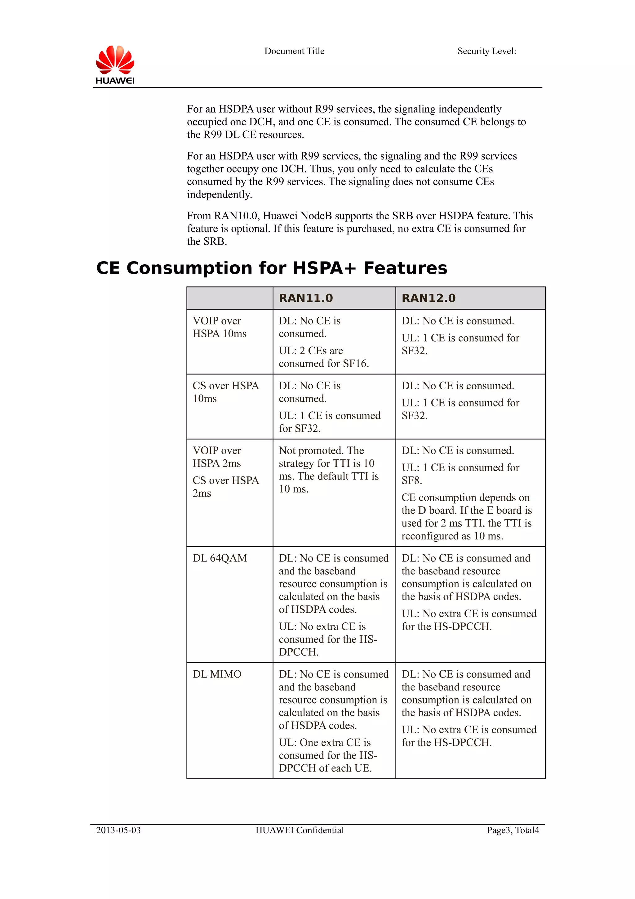 Ce consumption-of-huawei-ran12-0 | PDF