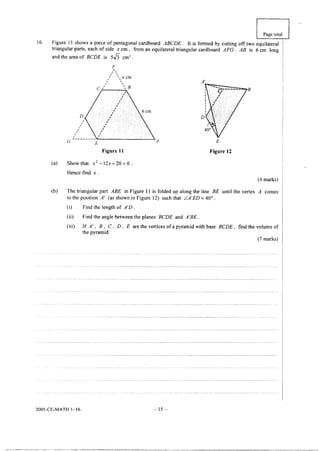 Ce Maths 2001 Paper1(E) | PDF