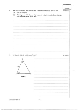 Ce Maths 2001 Paper1(E) | PDF