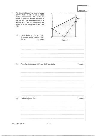 Ce Maths 2001 Paper1(E) | PDF