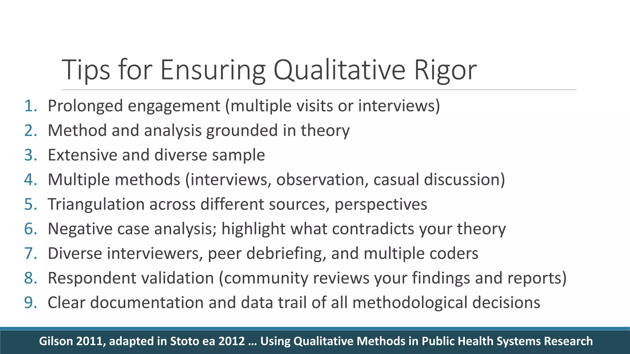 Qualitative Research Methods for Public Health | PPTX