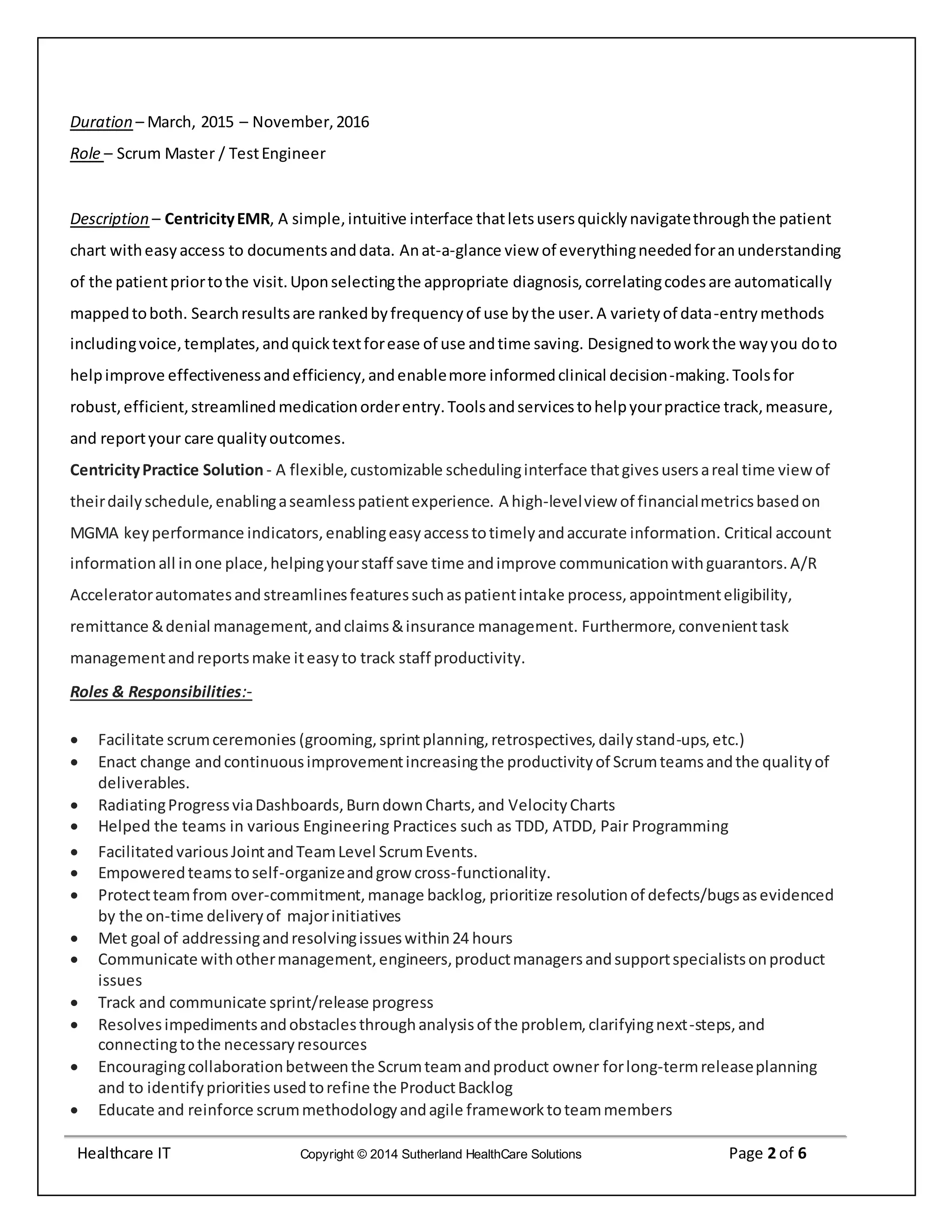 Sanjeevi Scrum Master Profile | DOCX