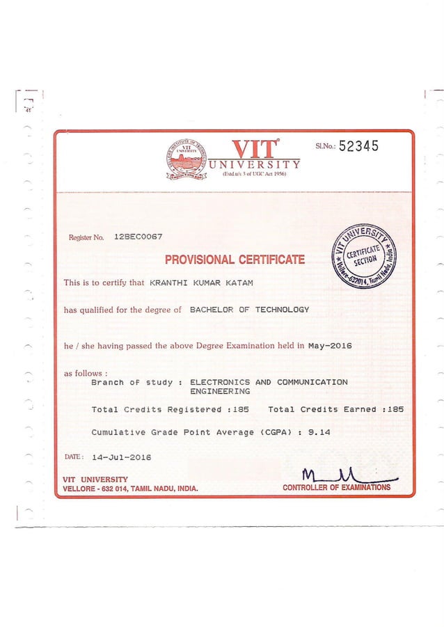 Provisional Certificate | PDF