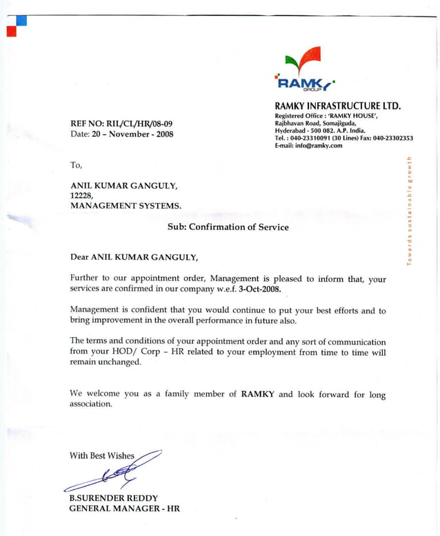 RAMKY APPOINTMENT &CONFORMATION LETTER
