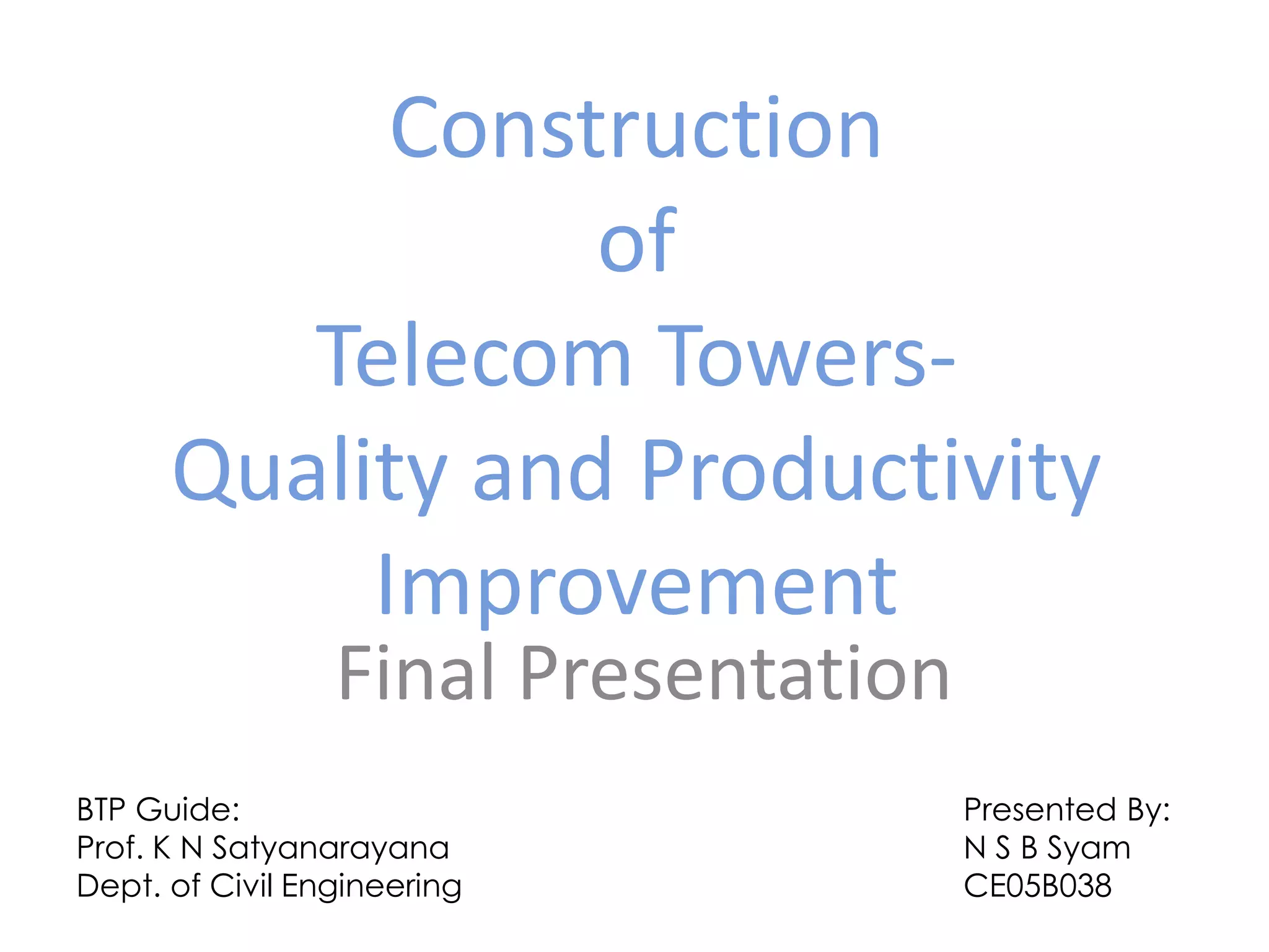 Construction of telecommunication towers | PDF