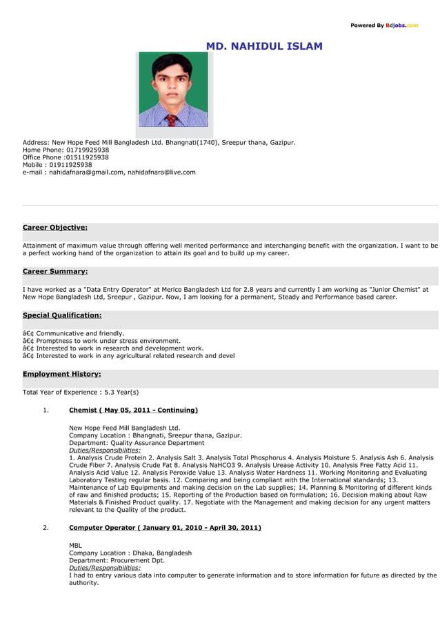 Md._Nahidul_Islam_CV | DOC | Business | Business and Finance