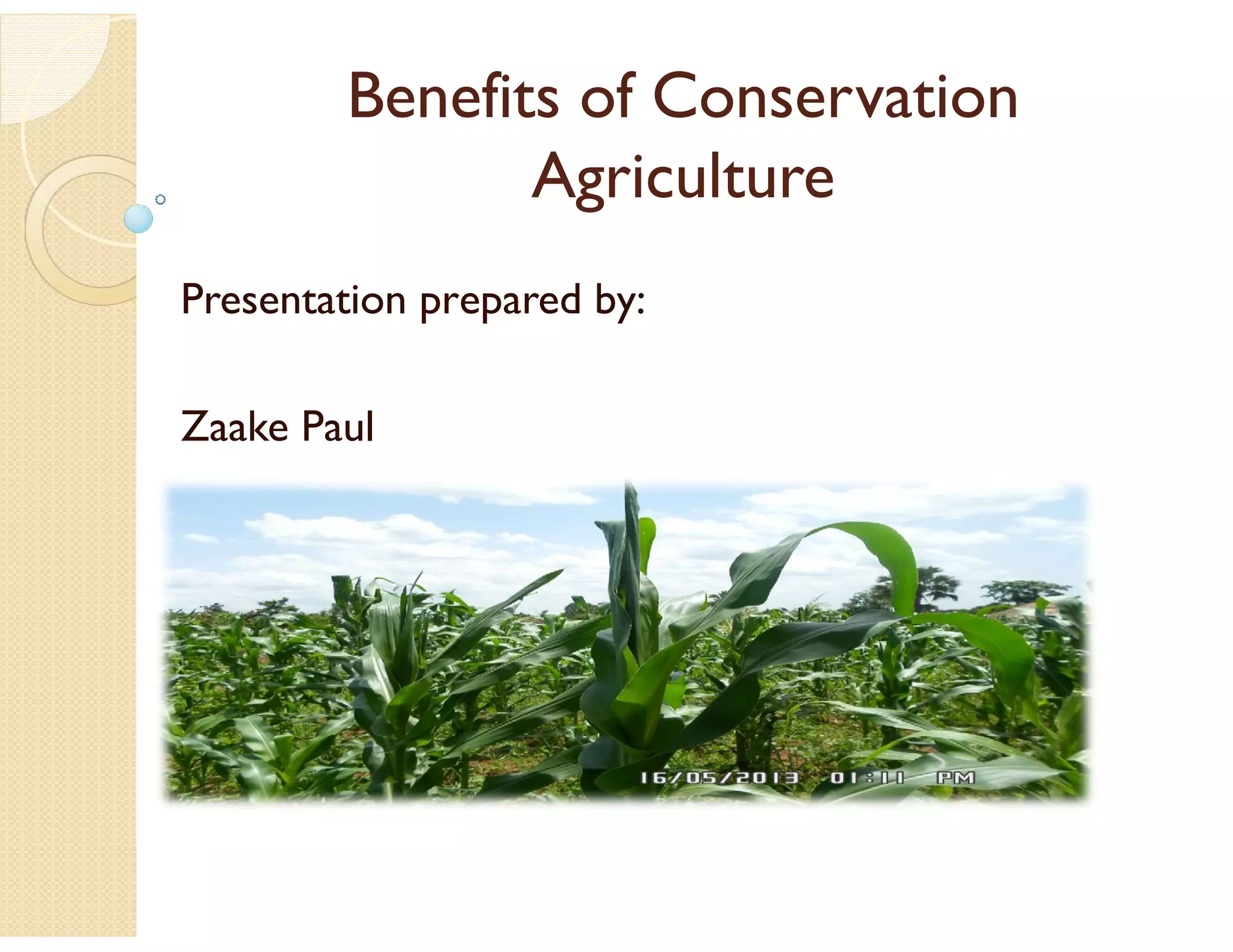 Benefits of Conservation Agriculture presentation for Conference on ...