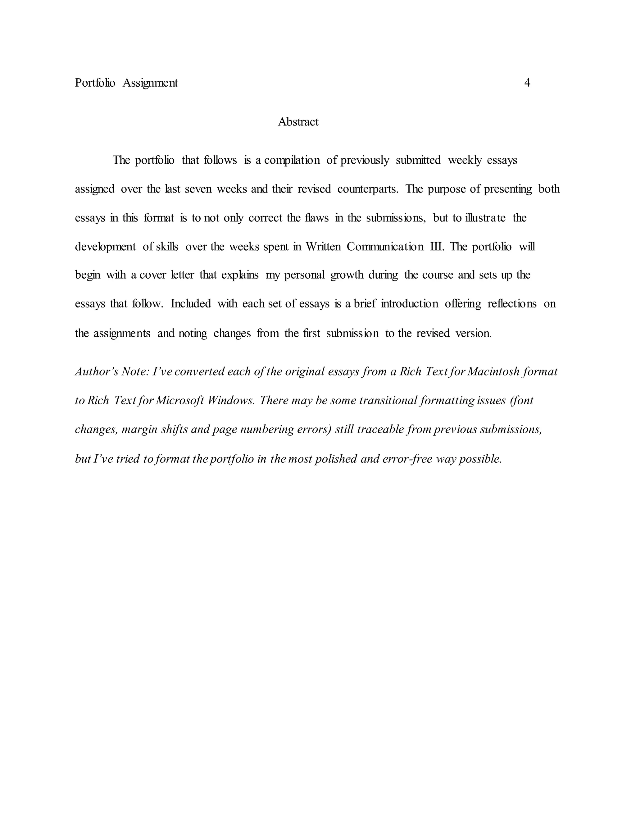 Portfolio Assignment1 | DOCX