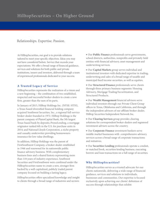 Hilltop Securities Corporate Overview & Capabilities Brochure | PDF