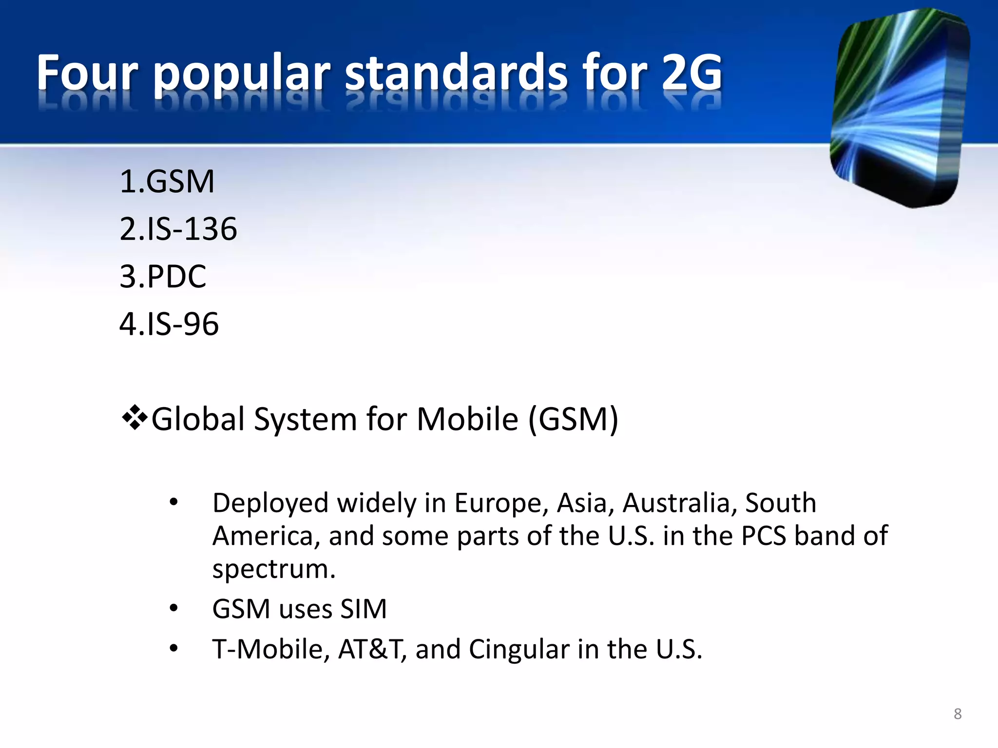 Second Generation of Cellular Telephone Technology(2G) | PPTX
