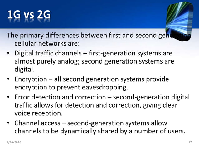 Second Generation of Cellular Telephone Technology(2G) | PPTX | Digital ...