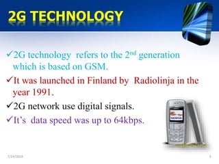 Second Generation of Cellular Telephone Technology(2G) | PPTX