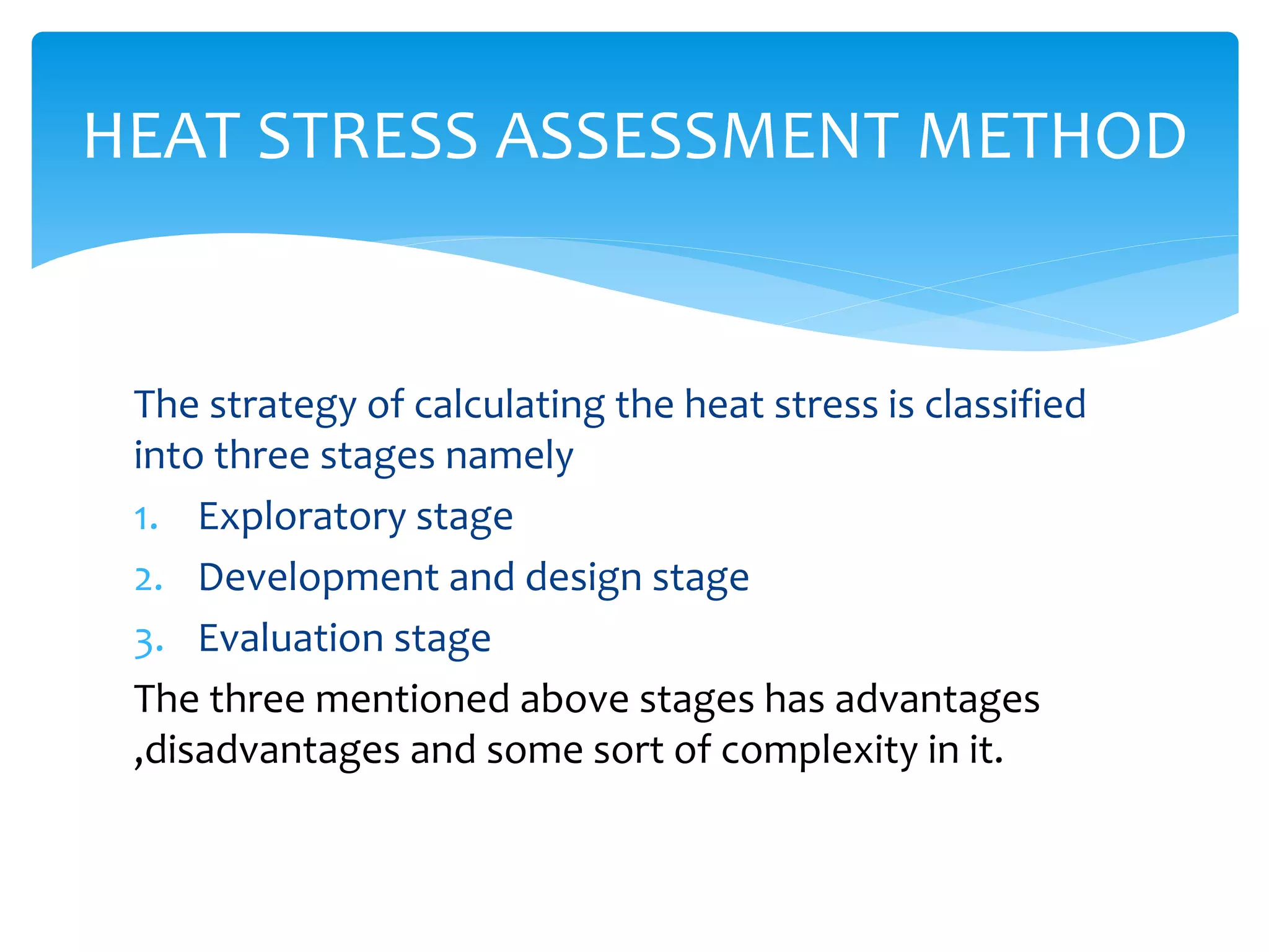 Heat stress assessment methods | PPTX