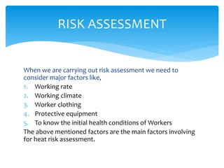 Heat stress assessment methods | PPTX