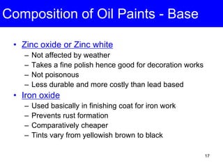 Paints - oil paint, distemper, varnish, wax- composition and uses. | PPT