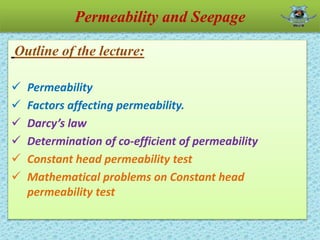 Permeability and Seepage Lecture 1 about Introduction | PPTX