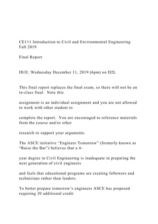 CE111 Introduction to Civil and Environmental Engineering Fall.docx