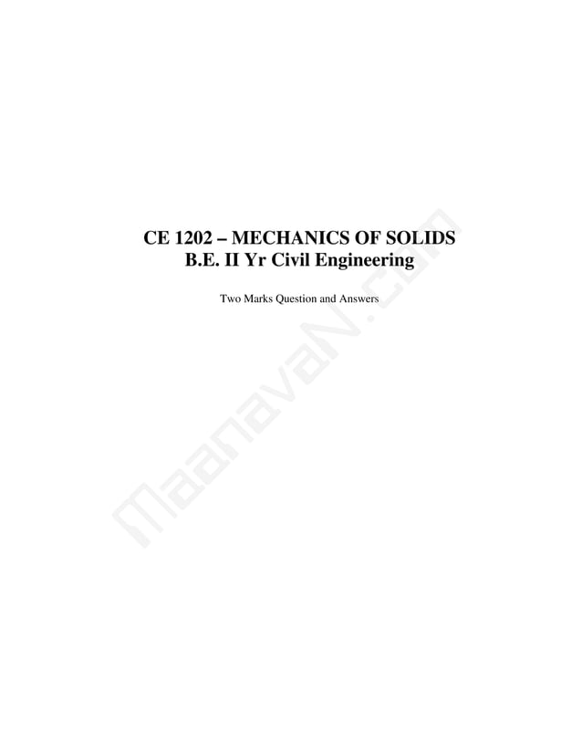 mechanics of solids | PDF
